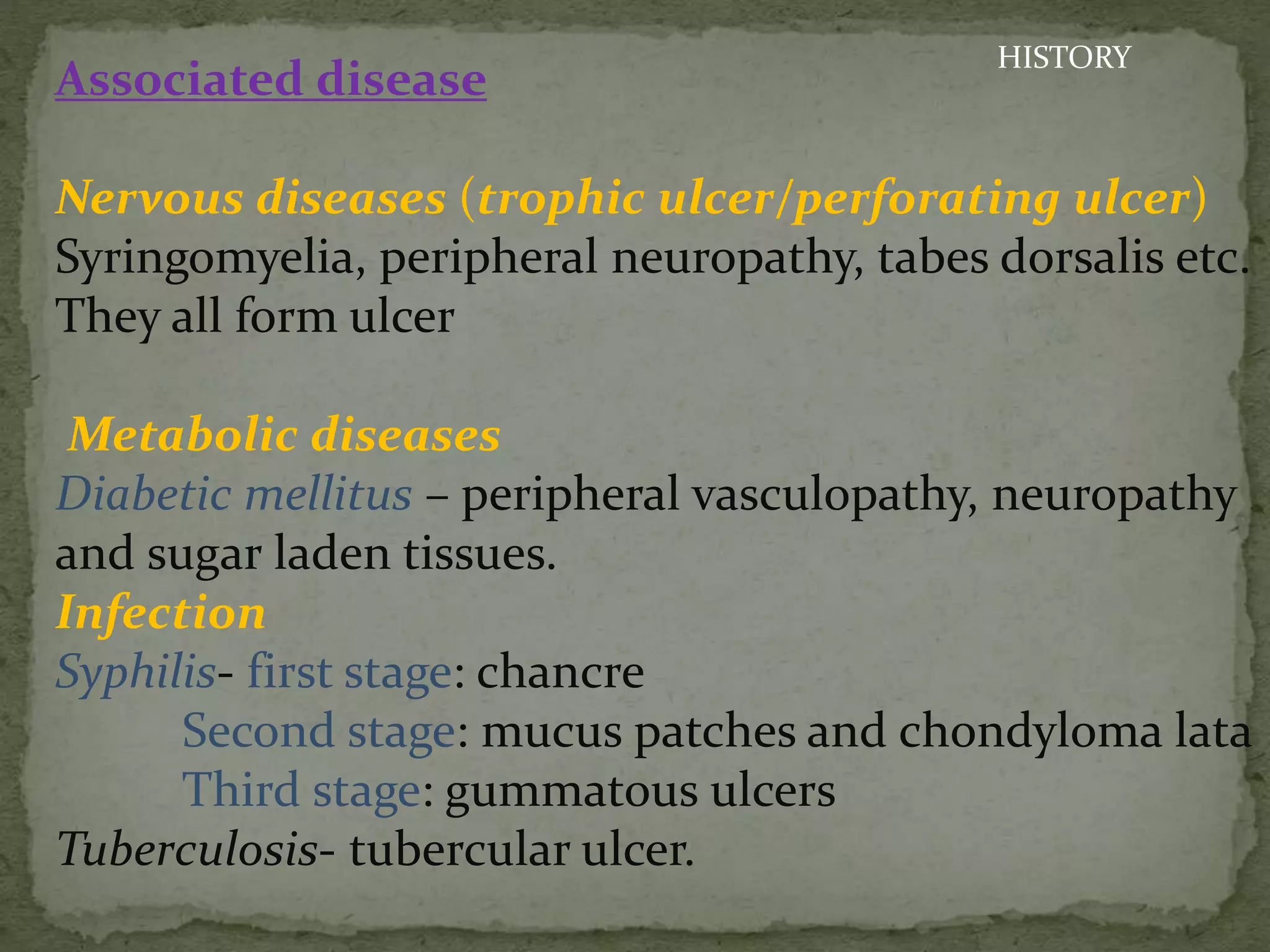 Clinical examination of ulcers | PPTX