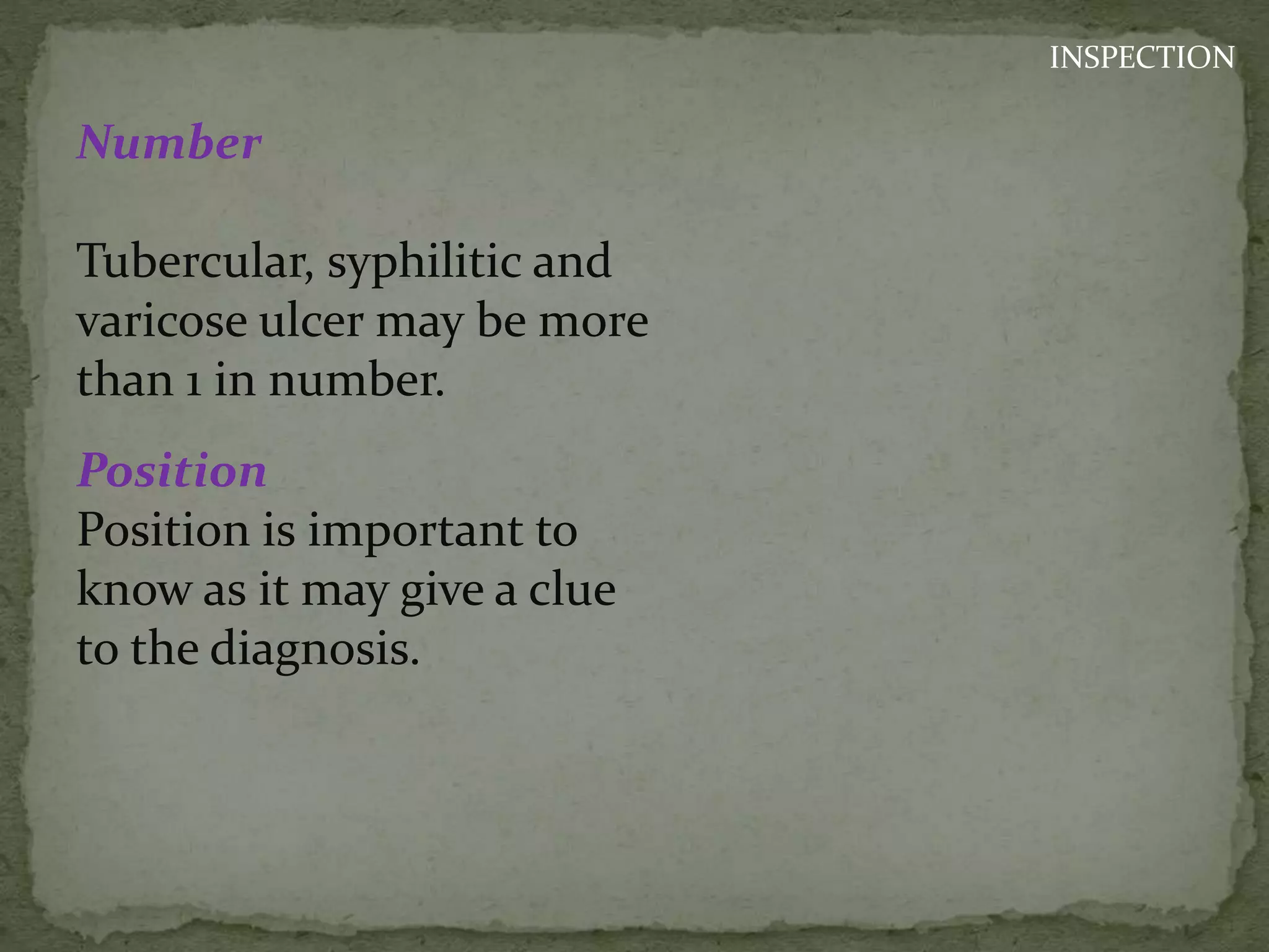 Clinical examination of ulcers | PPTX