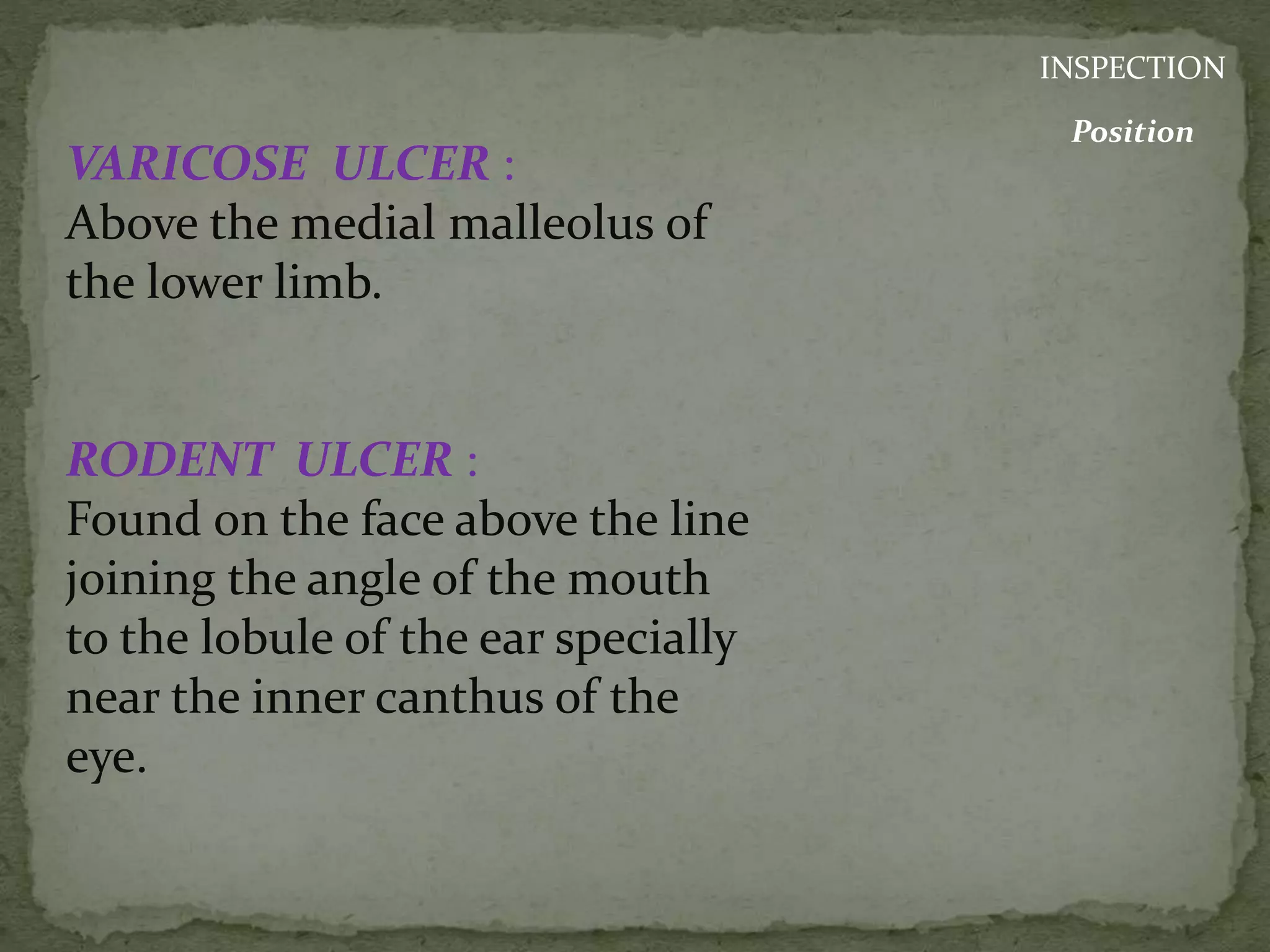 Clinical examination of ulcers | PPTX