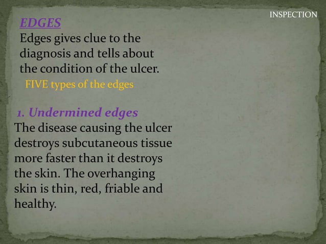 Clinical examination of ulcers | PPTX | Skin and Dermatology | Diseases ...