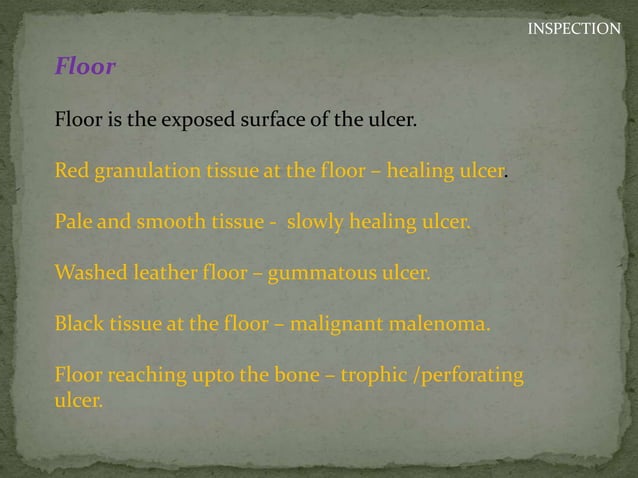 Clinical examination of ulcers | PPTX | Skin and Dermatology | Diseases ...