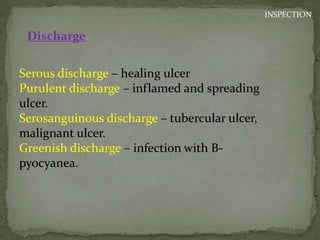 Clinical examination of ulcers | PPTX