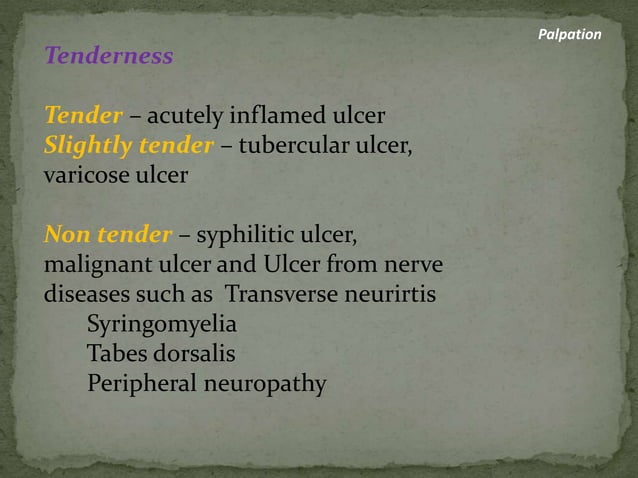 Clinical examination of ulcers | PPTX | Skin and Dermatology | Diseases ...