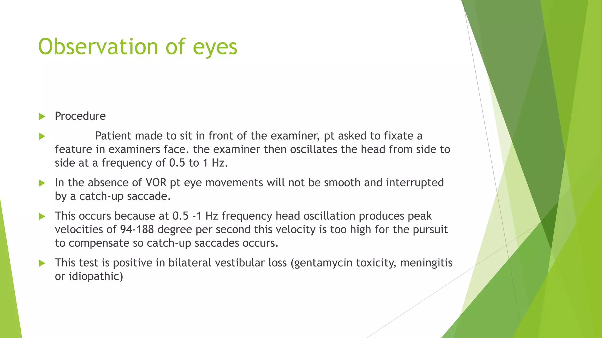 Clinical examination of vertigo | PPTX