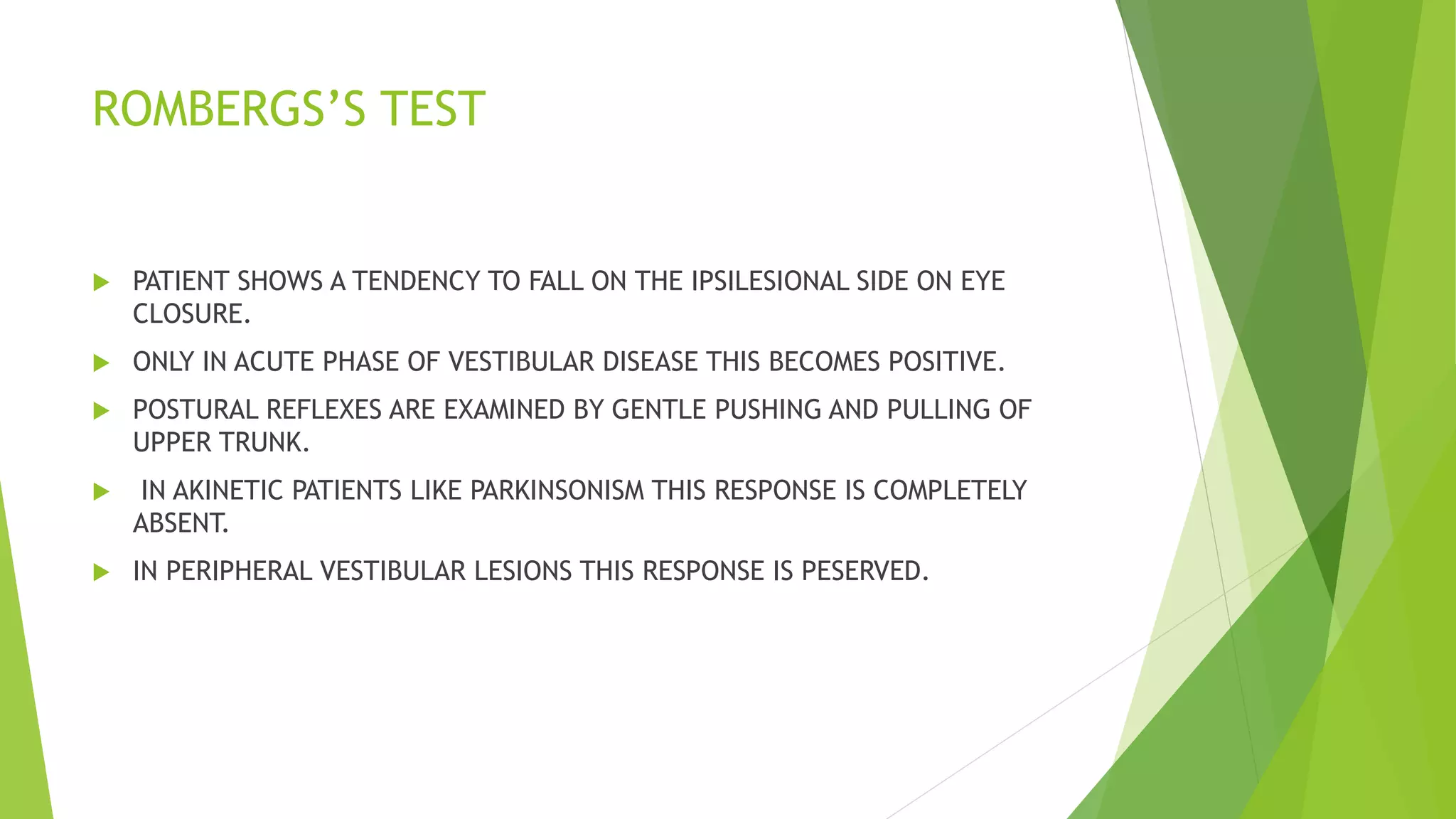 Clinical examination of vertigo | PPTX