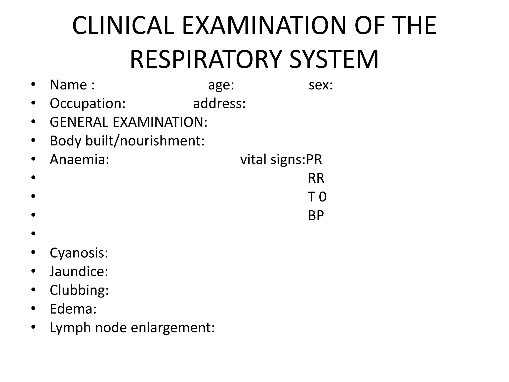 Clinical examination o the respiratory system | PPTX