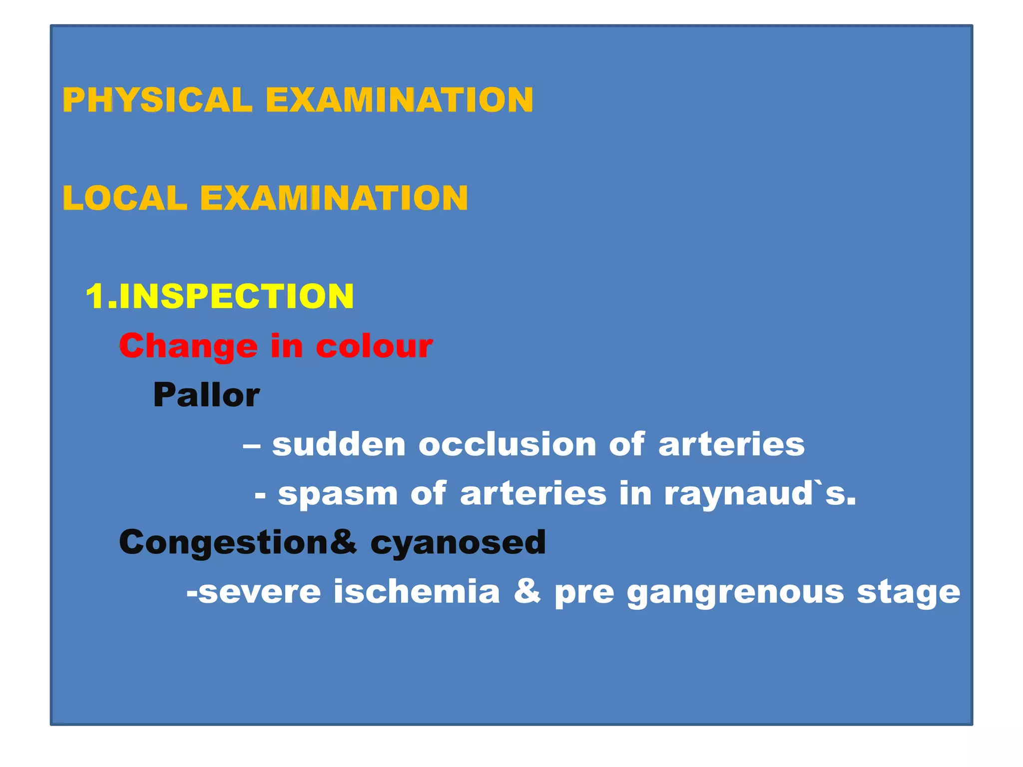 Clinical examination peripheral vascular disease | PPTX