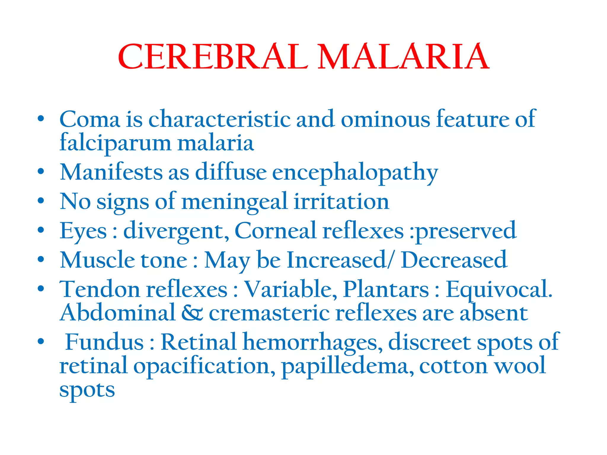 CLINICAL FEATURES AND COMPLICATIONS OF MALARIA | PPTX