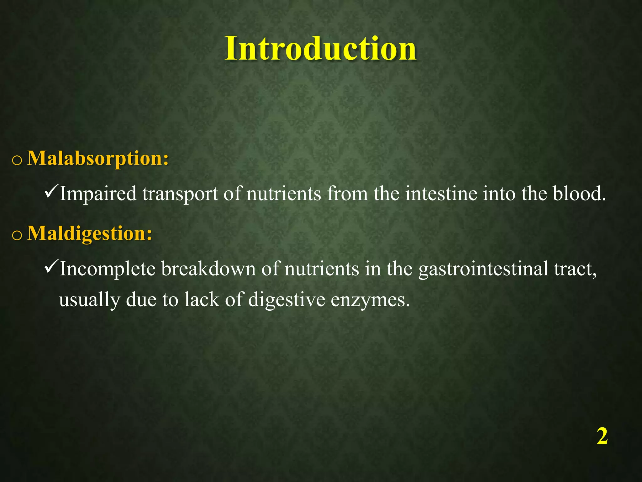 Clinical features and diagnosis of malabsorption | PPTX