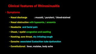 Clinical features and diagnosis of rhinosinusitis | PPTX