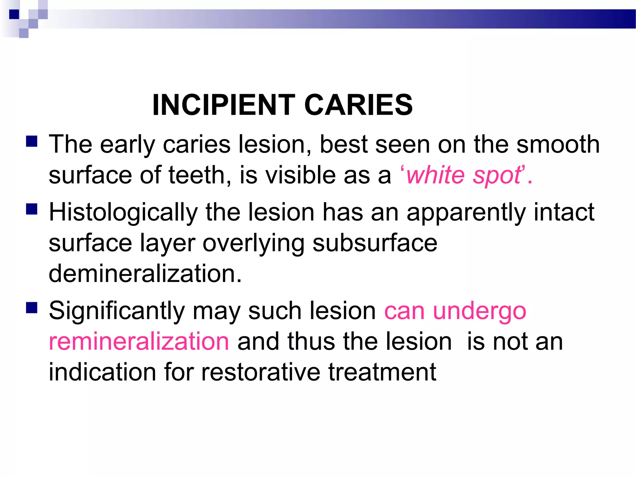 Clinical features and histopathology of dental caries | PPT