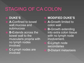 Clinical features and investigation of carcinoma colon | PPTX
