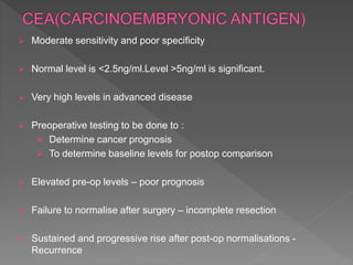 Clinical features and investigation of carcinoma colon | PPTX