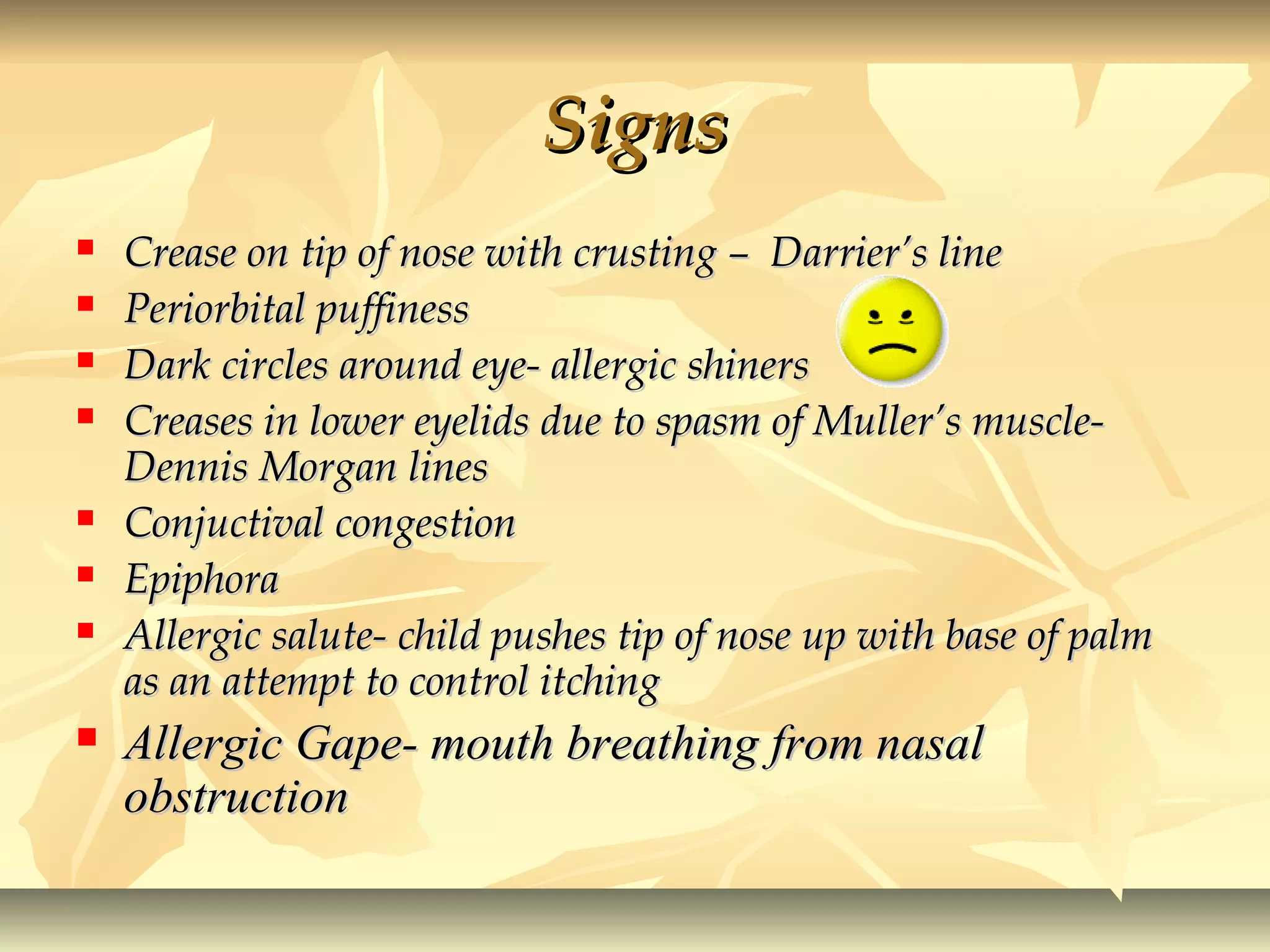 Clinical features and investigations of allergic rhinitis | PPT