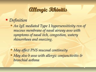 Clinical features and investigations of allergic rhinitis | PPT
