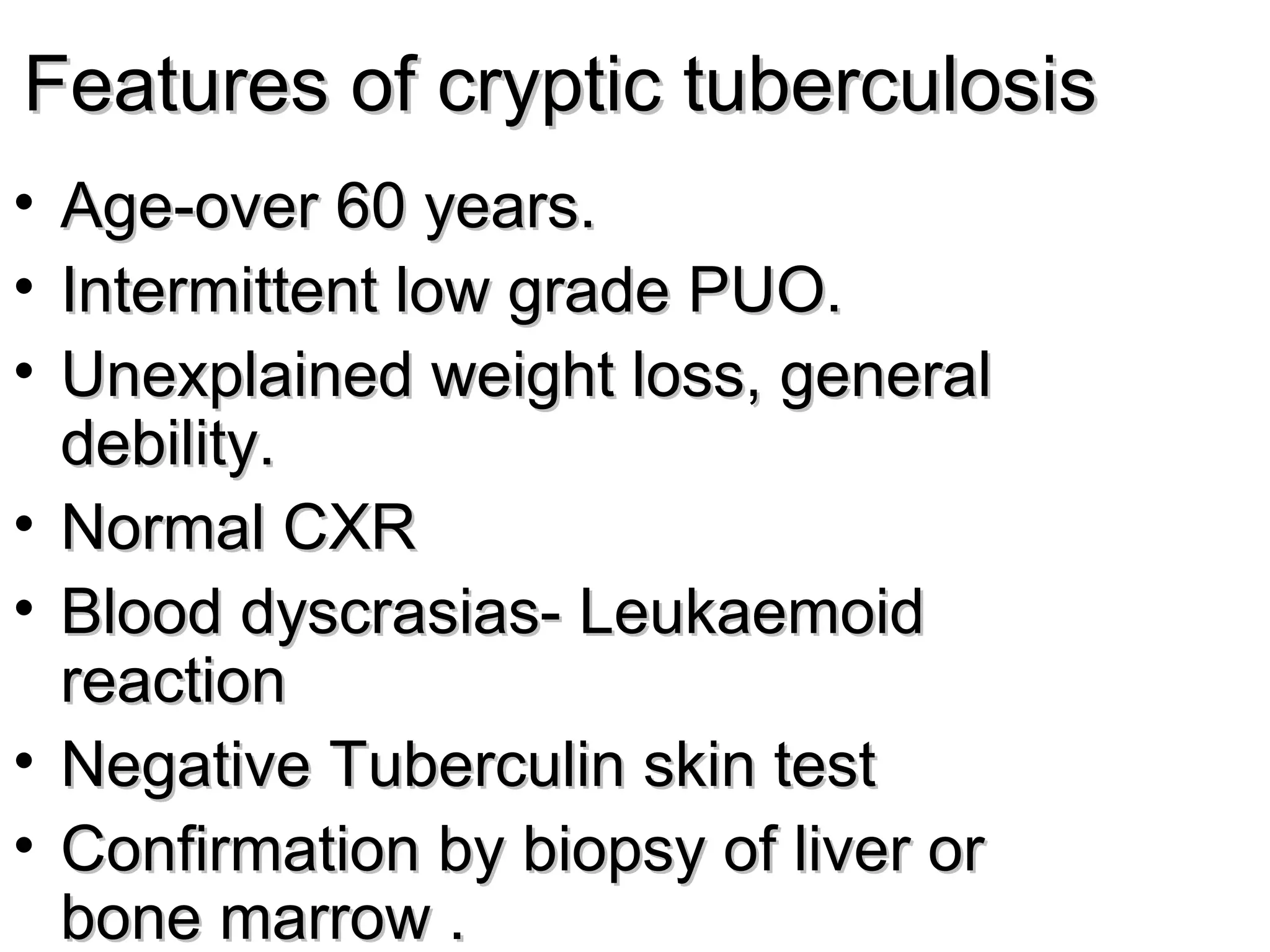Clinical features,diagnosis and treatment of tuberculosis | PPT