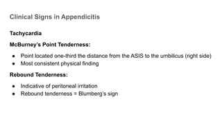 Clinical Features, Investigations and Management of Appendicitis and ...