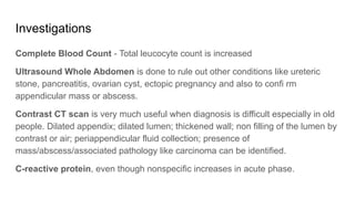 Clinical Features, Investigations and Management of Appendicitis and ...