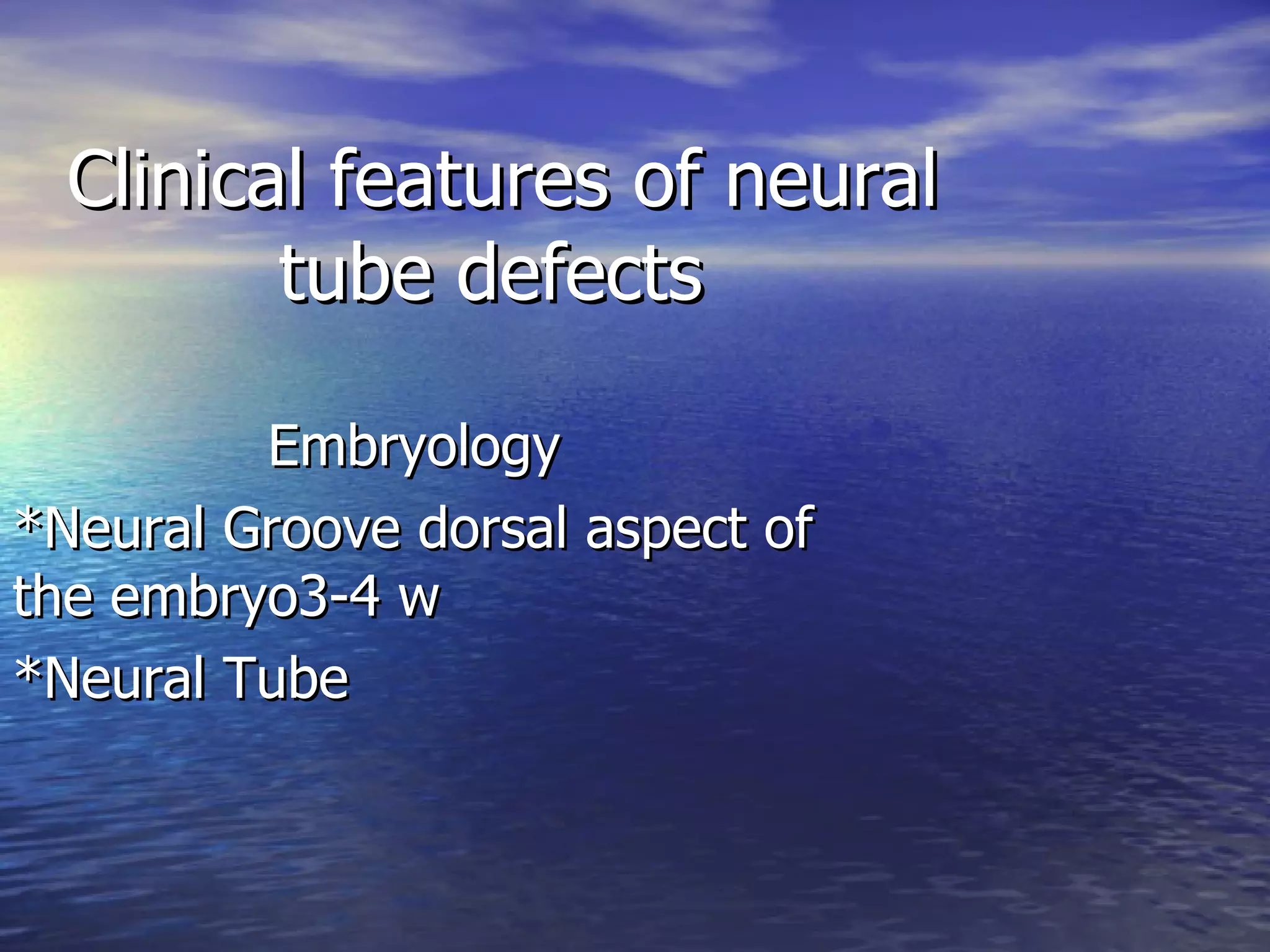 Clinical Features Of Neural Tube Defects | PPT