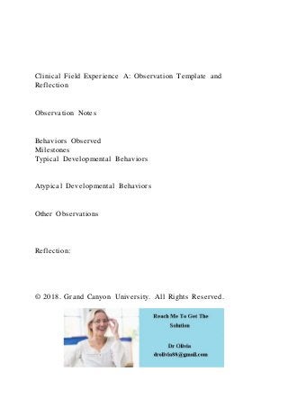 Clinical Field Experience A Observation Template and Reflecti | DOCX