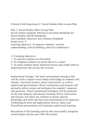 Clinical Field Experience C Social Studies Mini-Lesson Plan.docx