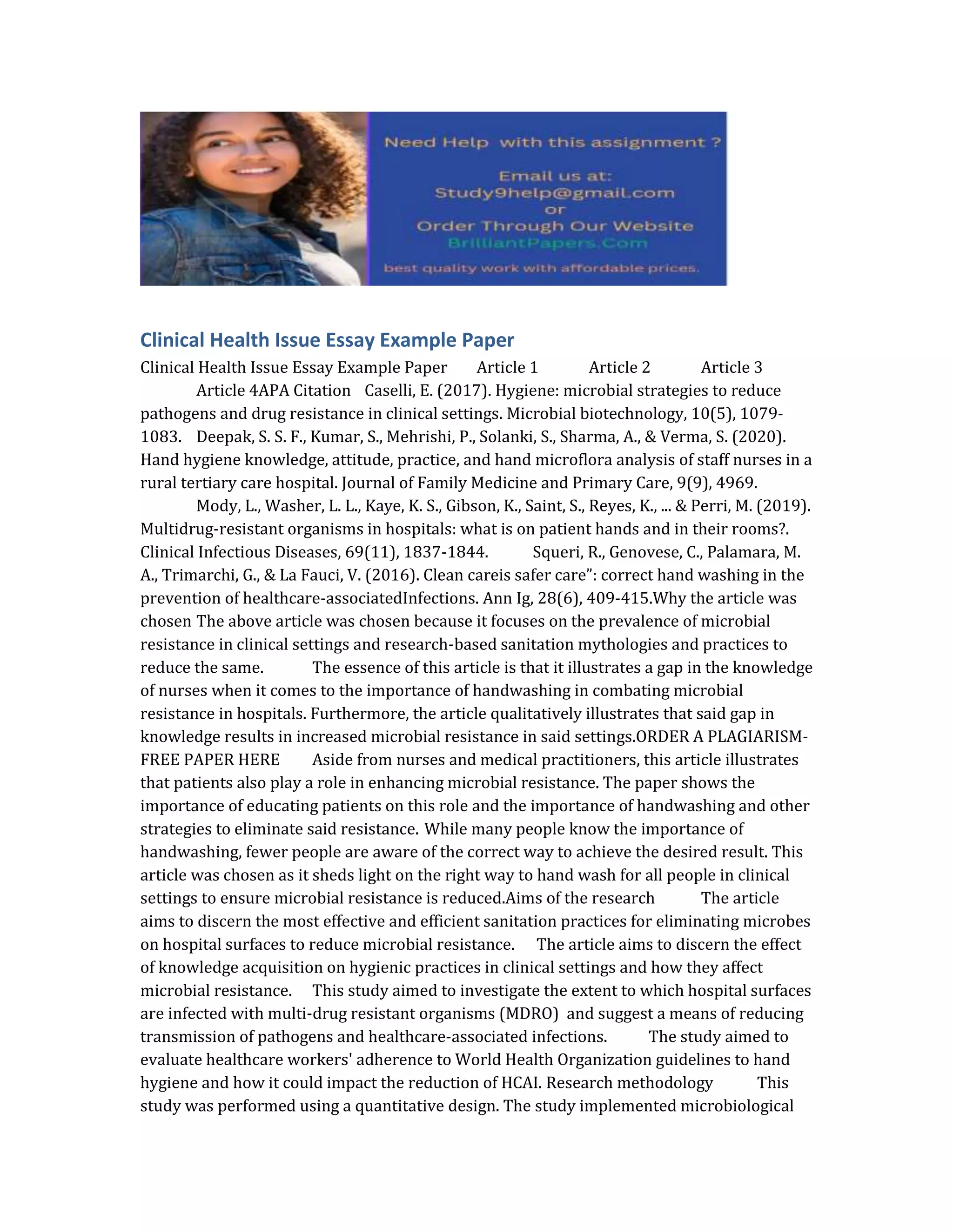 Clinical Health Issue Essay Example Paper.docx