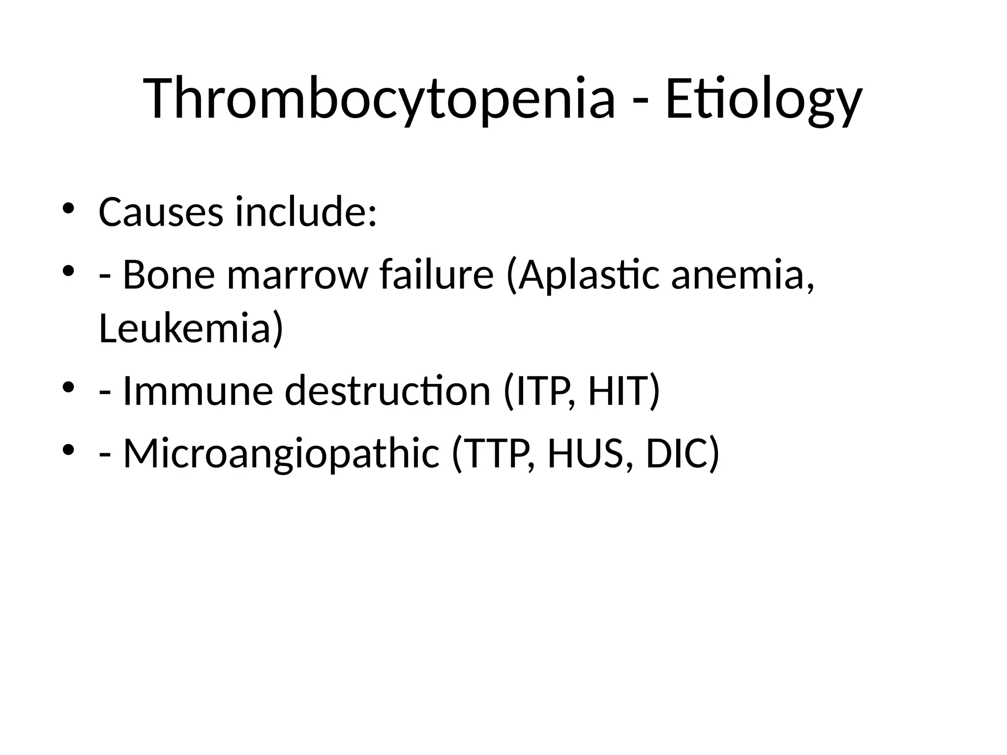Thrombocytopenia, acute and chronic leukemias, bleeding and clotting ...
