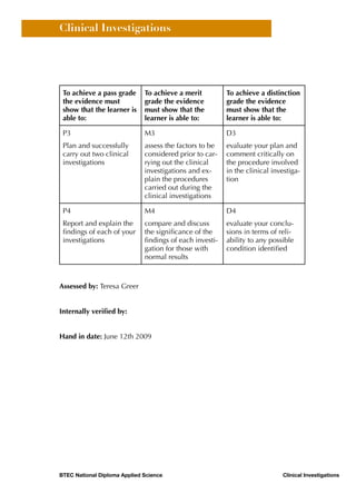 Clinical Investigations Assignment | PDF