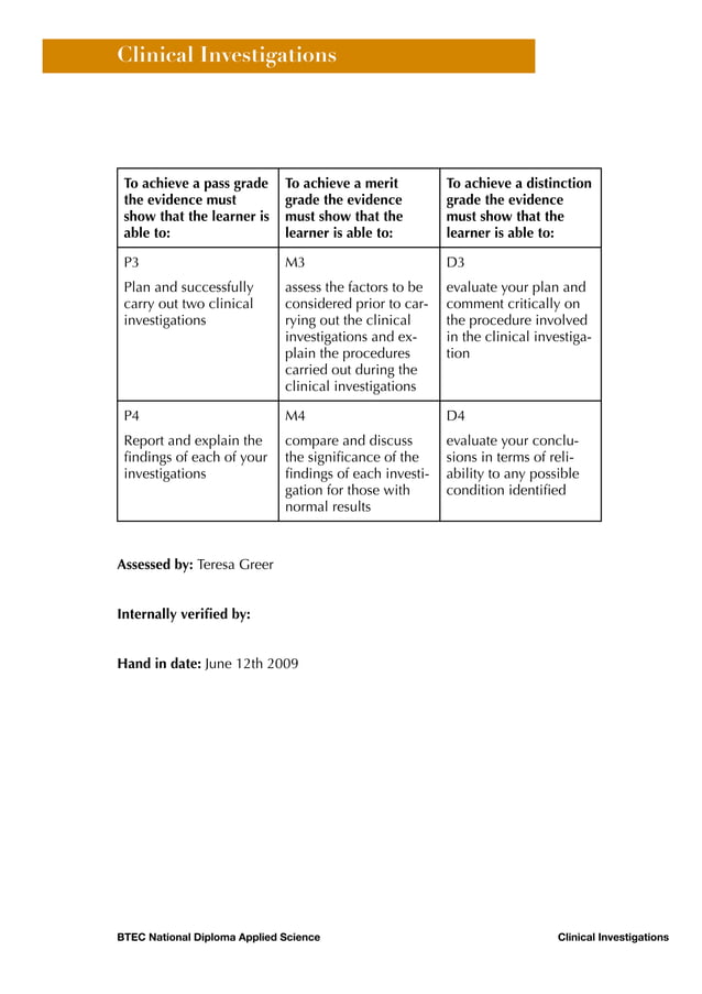 Clinical Investigations Assignment | PDF