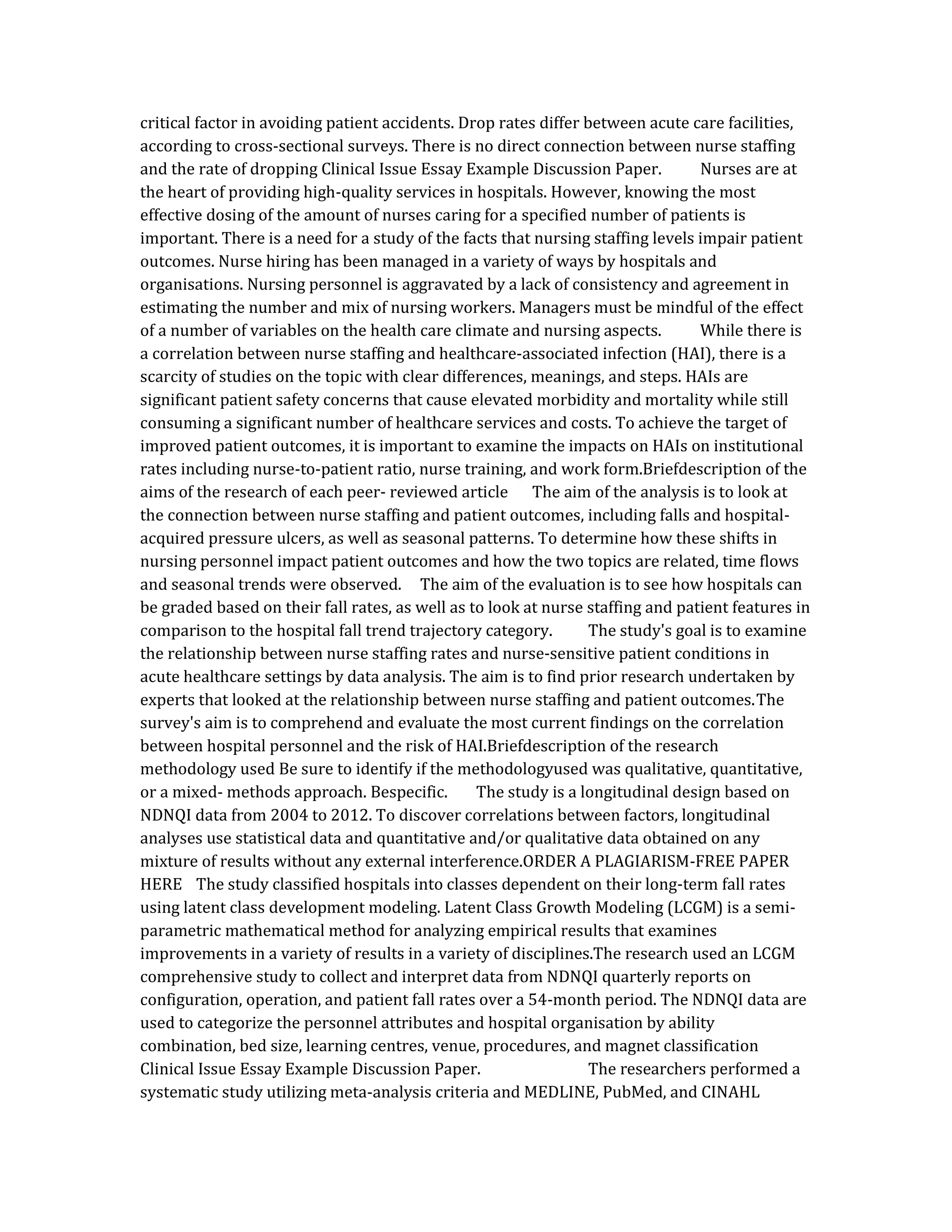 Clinical Issue Essay Example Discussion Paper.docx