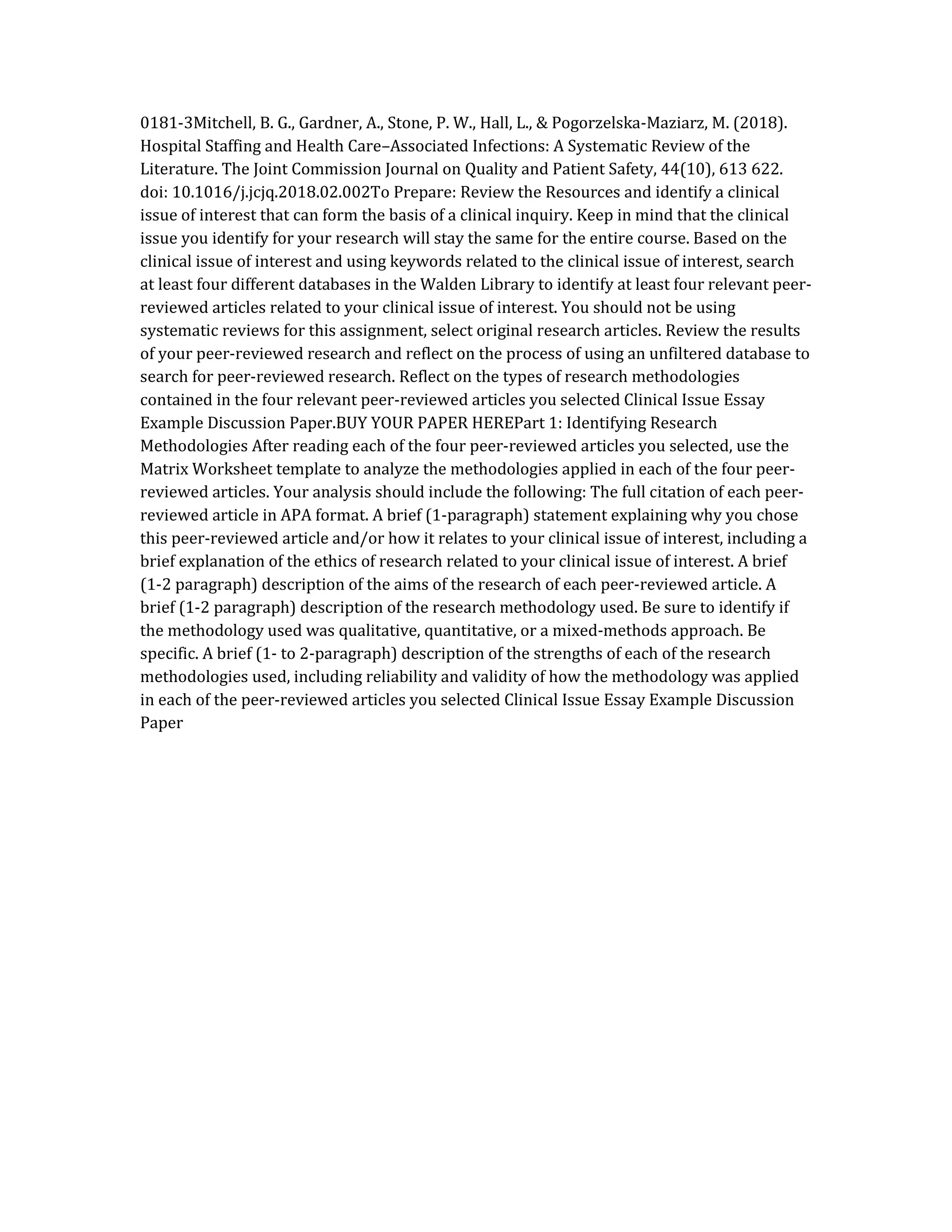 Clinical Issue Essay Example Discussion Paper.docx