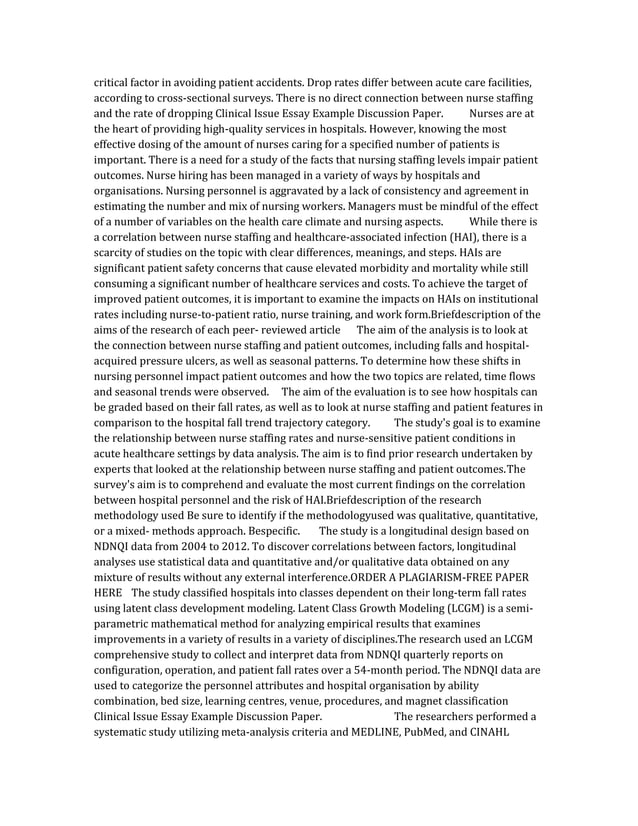 Clinical Issue Essay Example Discussion Paper.docx