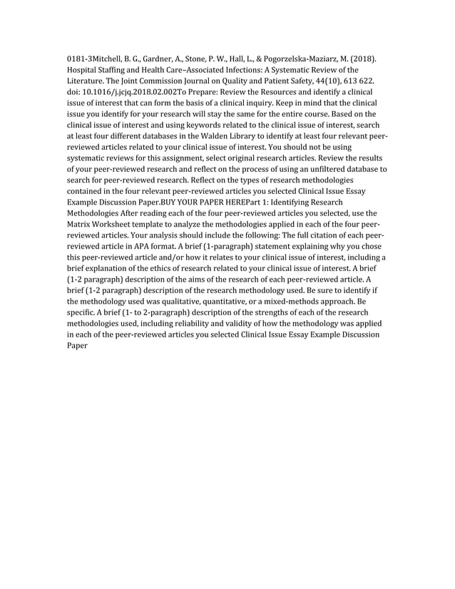 Clinical Issue Essay Example Discussion Paper.docx