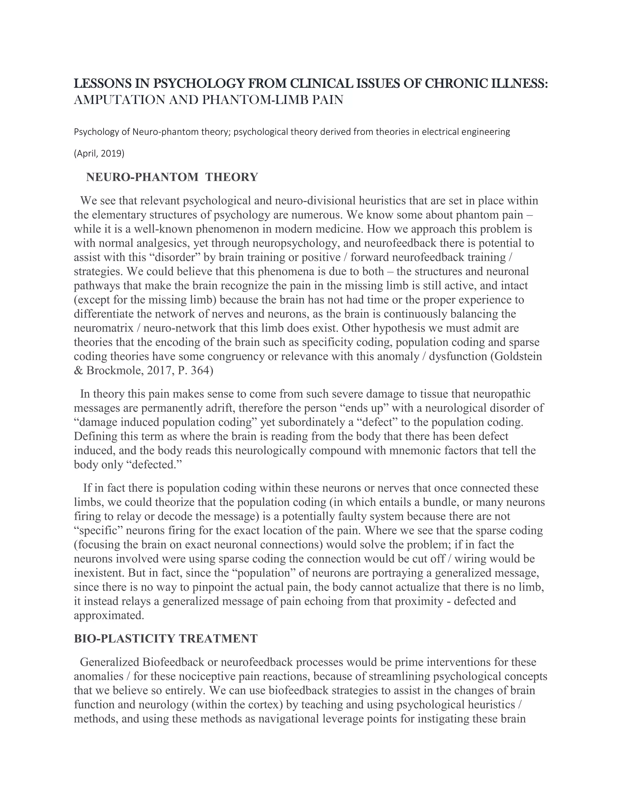 Clinical issues: NeuroPhantom psychological theory through explanations ...