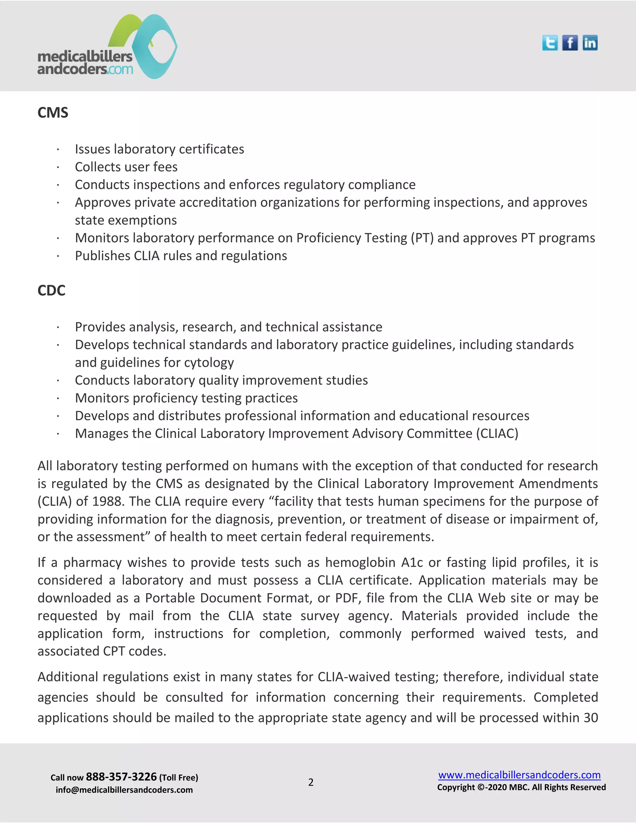 Clinical Laboratory Improvement Amendments (CLIA) | PDF