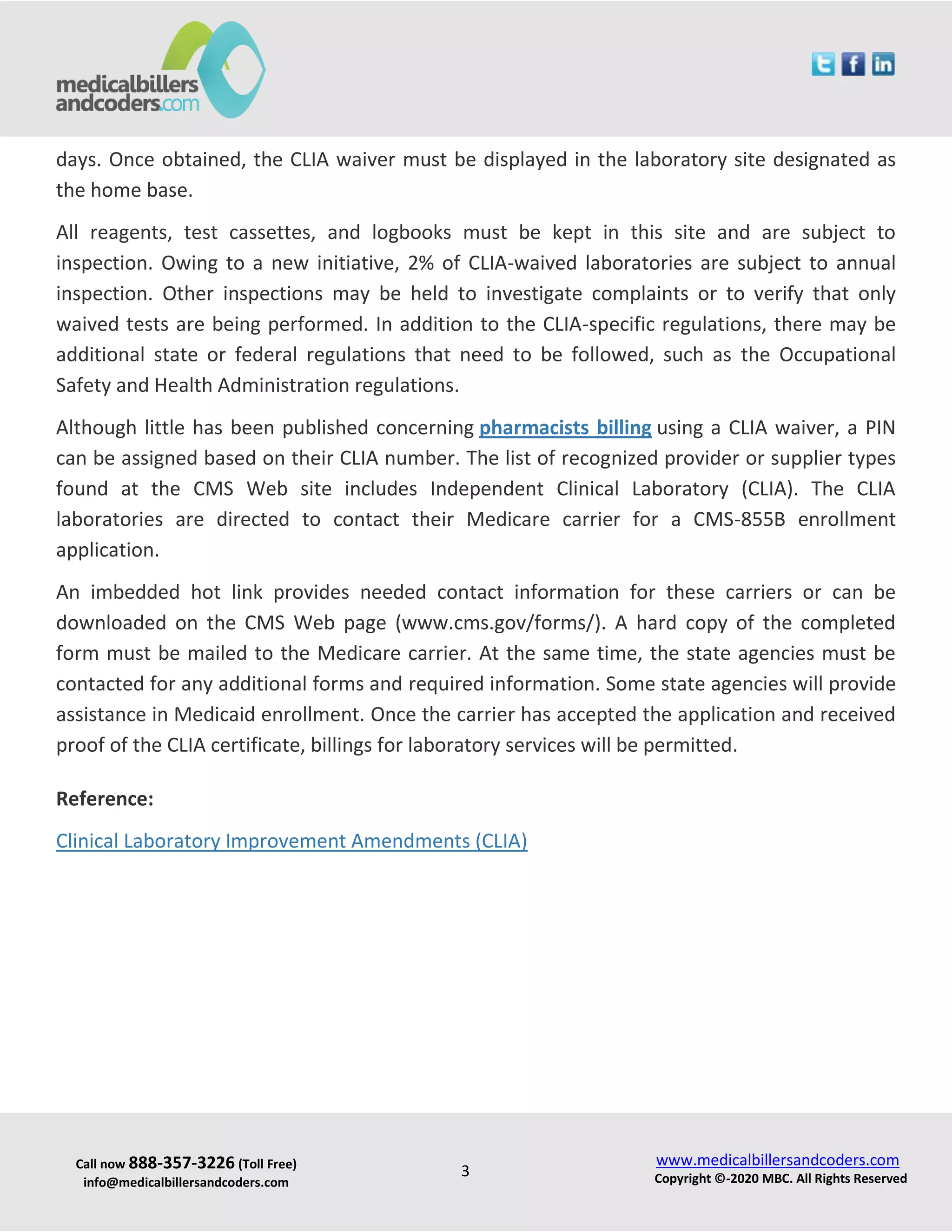 Clinical Laboratory Improvement Amendments (CLIA) | PDF