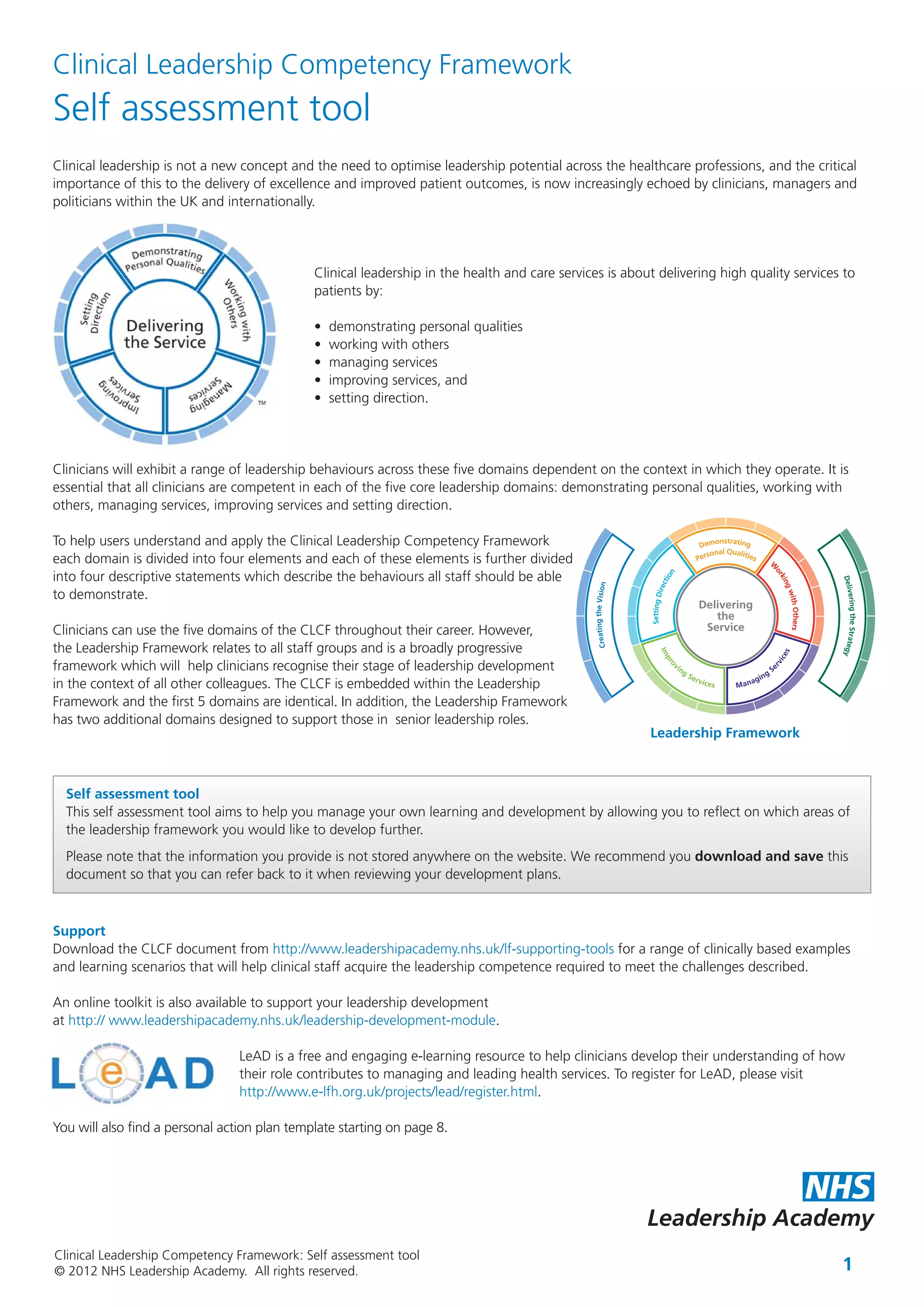 Clinical leadership competency framework self-assessment-tool | PDF