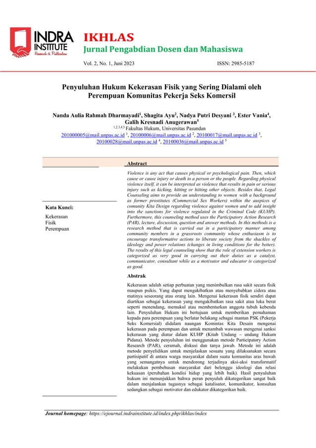 Clinical Legal Education - Jurnal Penyuluhan Komunitas Mantan PSK - A.pdf