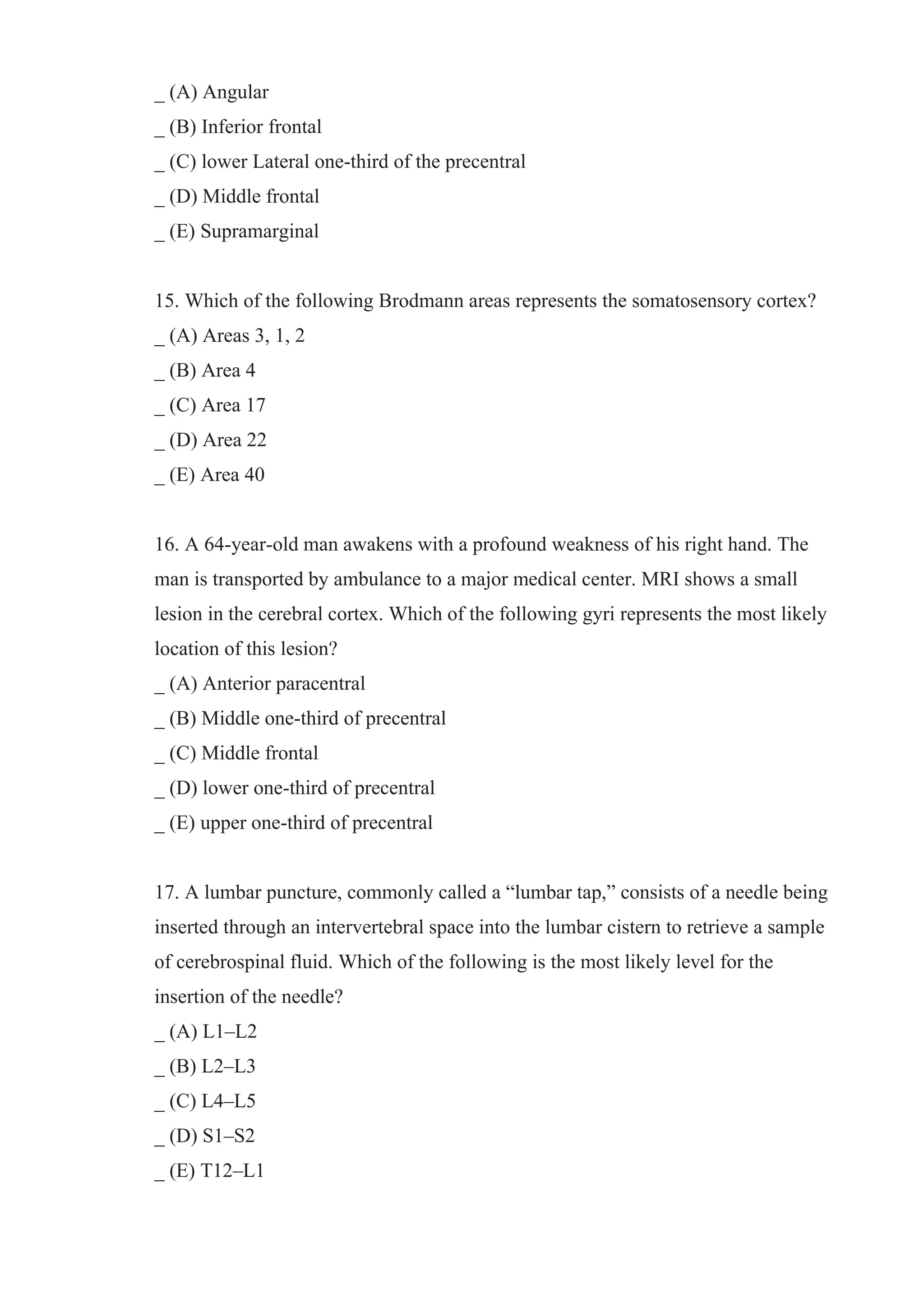 Clinically Based Questions on morphology of the brain Part 1 | PDF