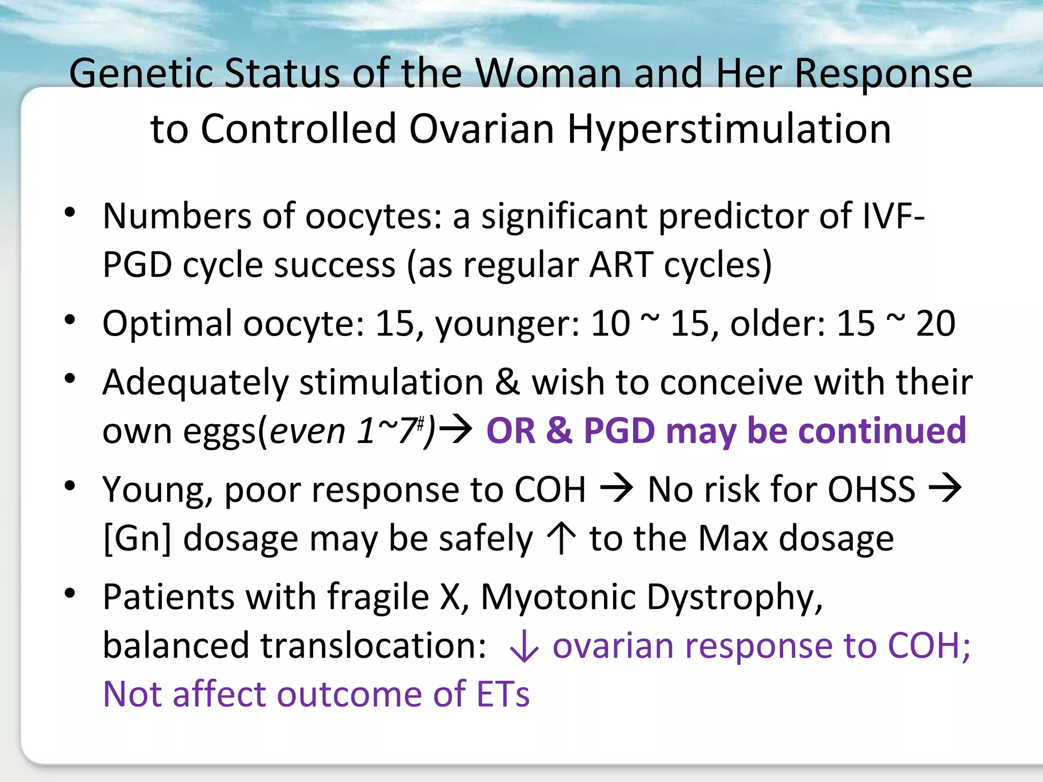Clinical manaement of in vitrofertilizatonwithpreimplantation ...