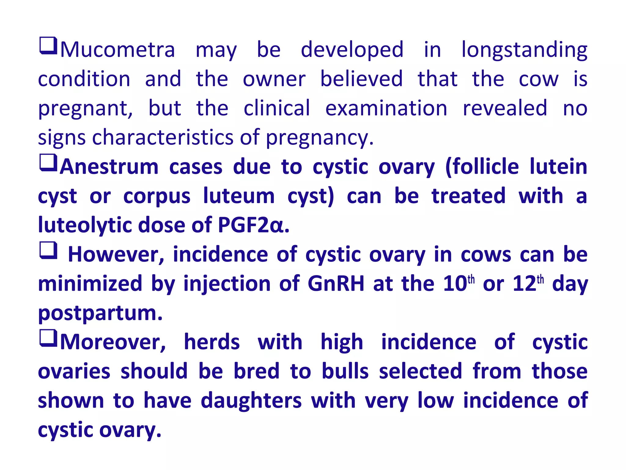 Clinical management of anestrum | PPS