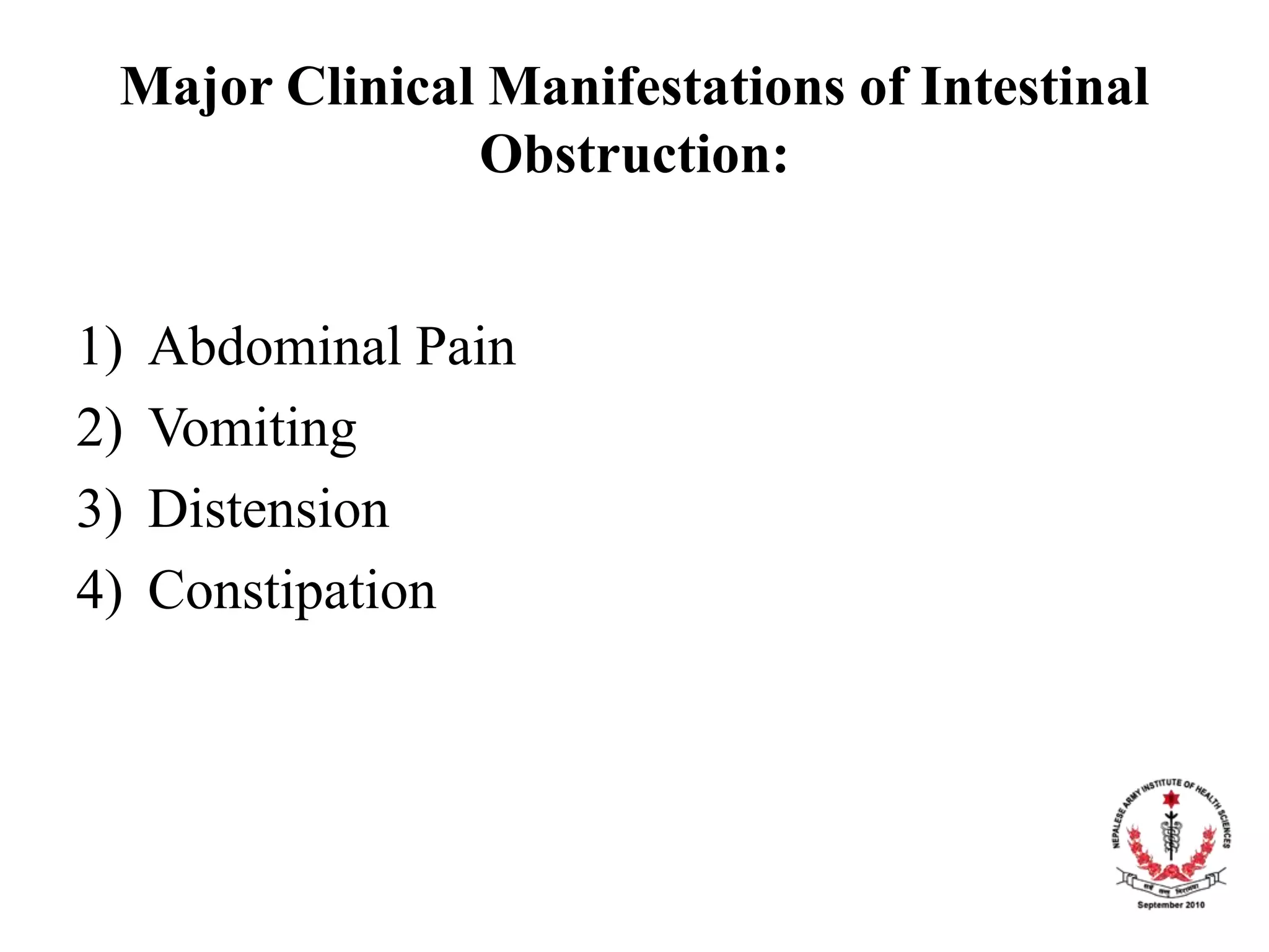 Clinical Manifestations of Intestinal Obstruction (Constipation) | PPTX