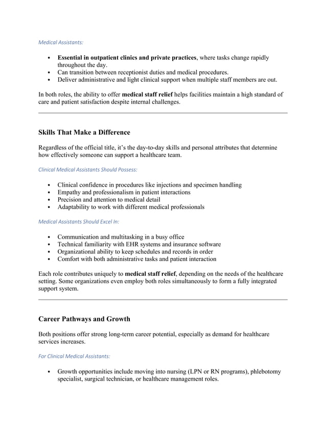 Clinical Medical Assistant vs Medical Assistant Understanding the Key ...