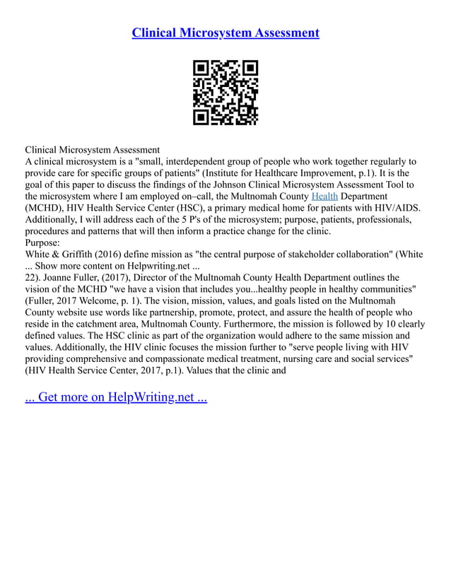 Clinical Microsystem Assessment | PDF | Business Accounting & Finance ...