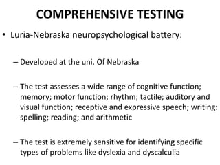 Clinical neuropsychological testing | PPTX