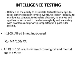 Clinical neuropsychological testing | PPTX