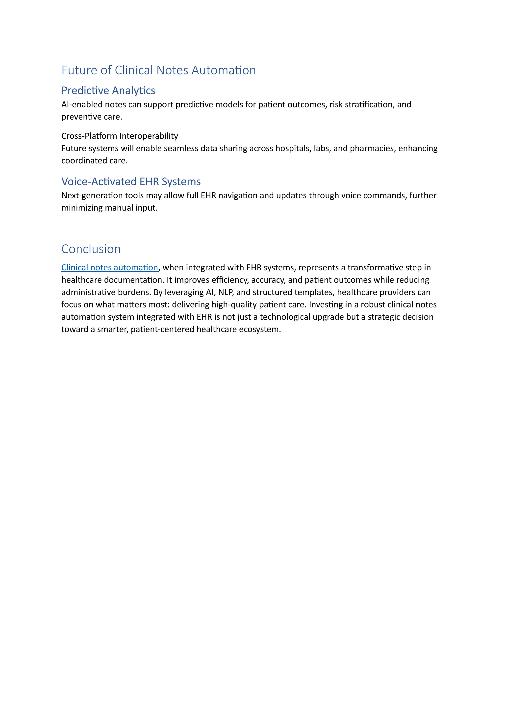 Clinical Notes Automation & EHR Integration for Modern Healthcare | PDF