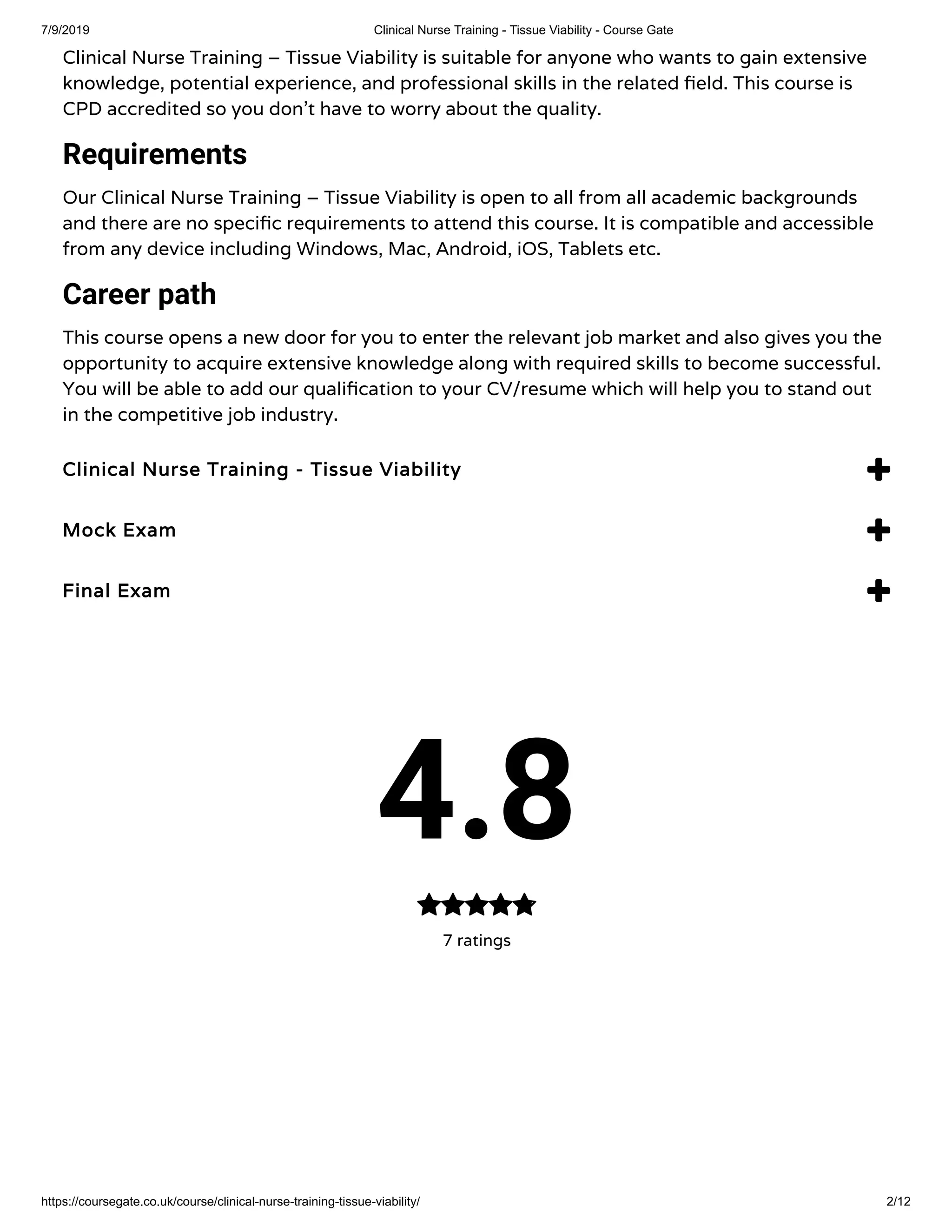 Clinical Nurse Training - Tissue Viability - Course Gate | PDF ...