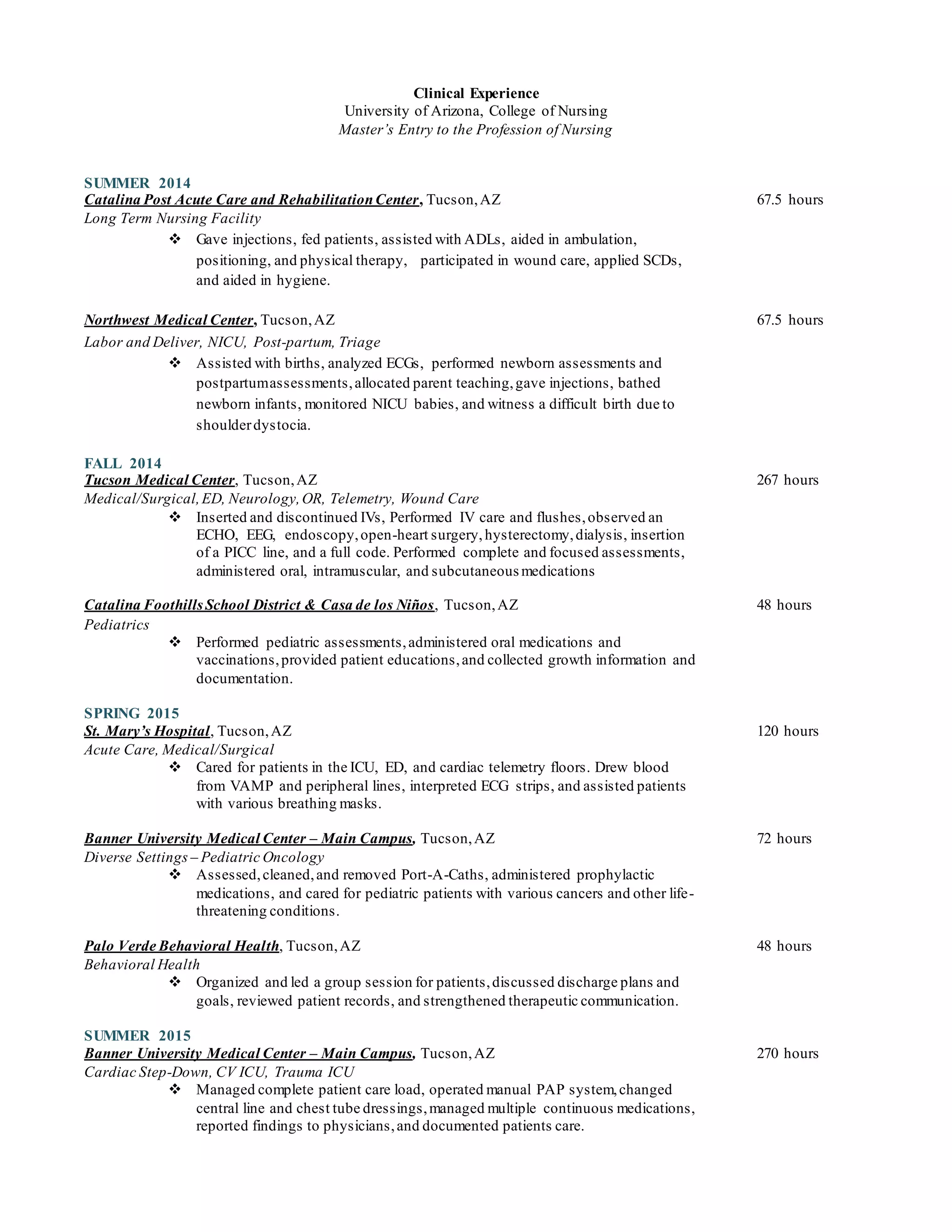 Clinical Experience | DOCX