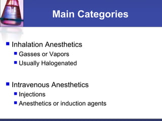 Anesthetics...... | PPT | Brain and Nervous System Disorders | Diseases ...